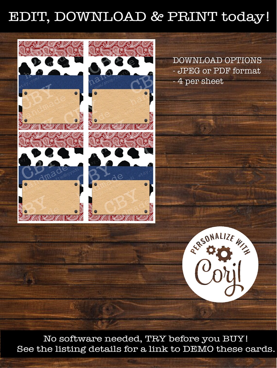 Western Party Food Tent Cards / INSTANT ACCESS / Edit - Etsy