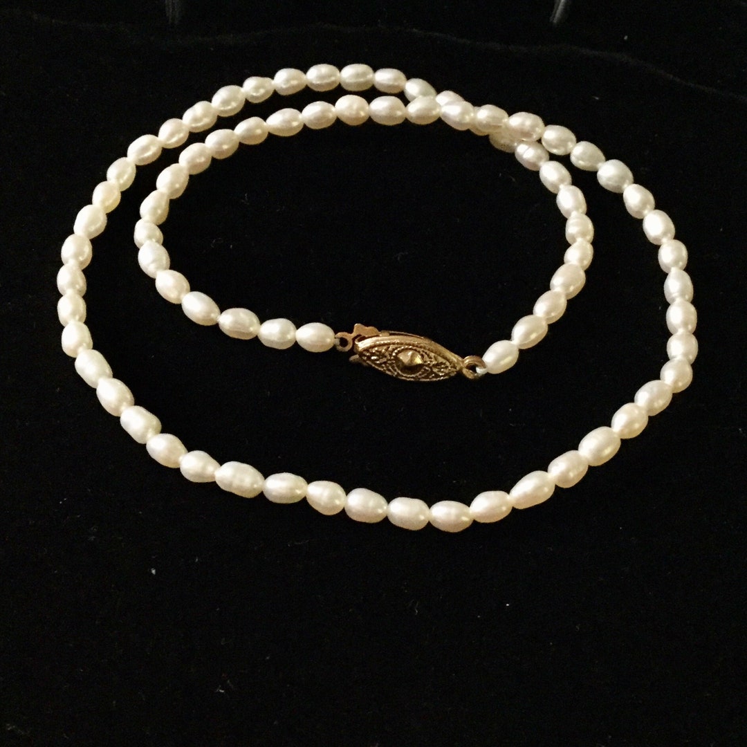 Vintage Genuine White BAROQUE PEARLS Necklace FILIGREE Gold Plated ...