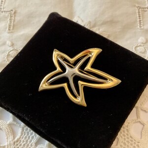 1980 FRANCE Vintage STAR GOLD Plated Brooch - Splendid Original Carved ...