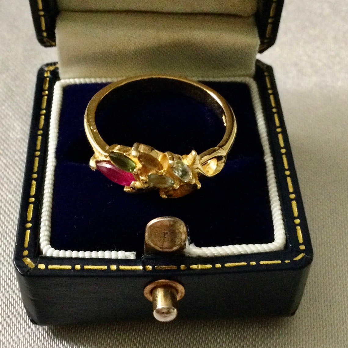 Exceptional RUBY TOURMALINE Multicolor GOLD Sterling Ring - Etsy France