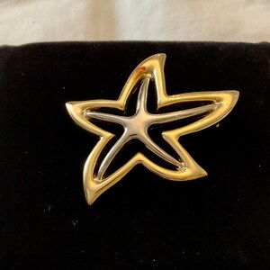 1980 FRANCE Vintage STAR GOLD Plated Brooch - Splendid Original Carved ...