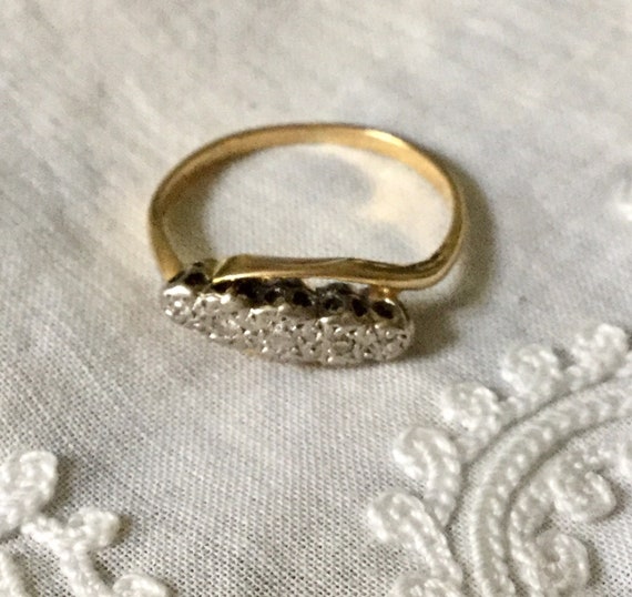 Antique GENUINE 5 DIAMOND 18K GOLD Ring - Hallmarks -… - Gem