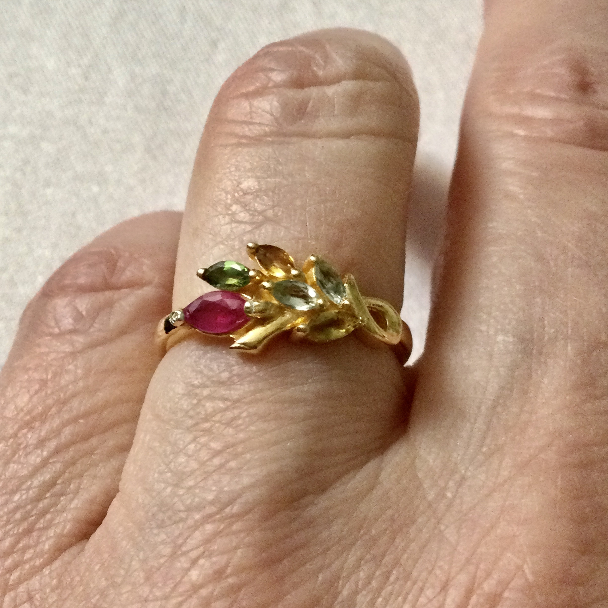 Exceptional RUBY TOURMALINE Multicolor GOLD Sterling Ring - Etsy France