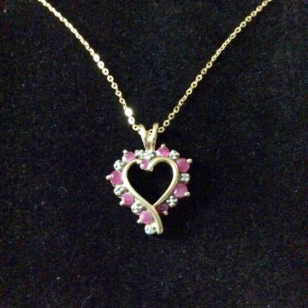 Splendid HEART RUBY DIAMOND Gold Pendant France Vintage Great Jewelry ...