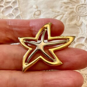 1980 FRANCE Vintage STAR GOLD Plated Brooch - Splendid Original Carved ...