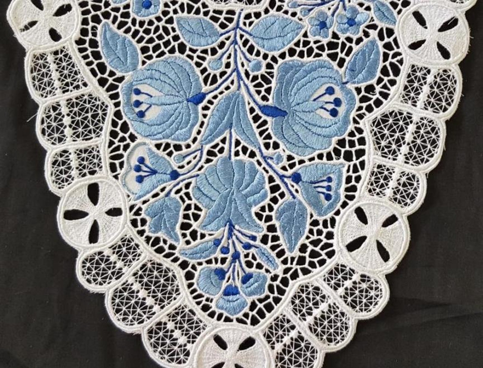 Blue Hungarian Richelieu Hand Embroidered Lace Doily 60 x | Etsy