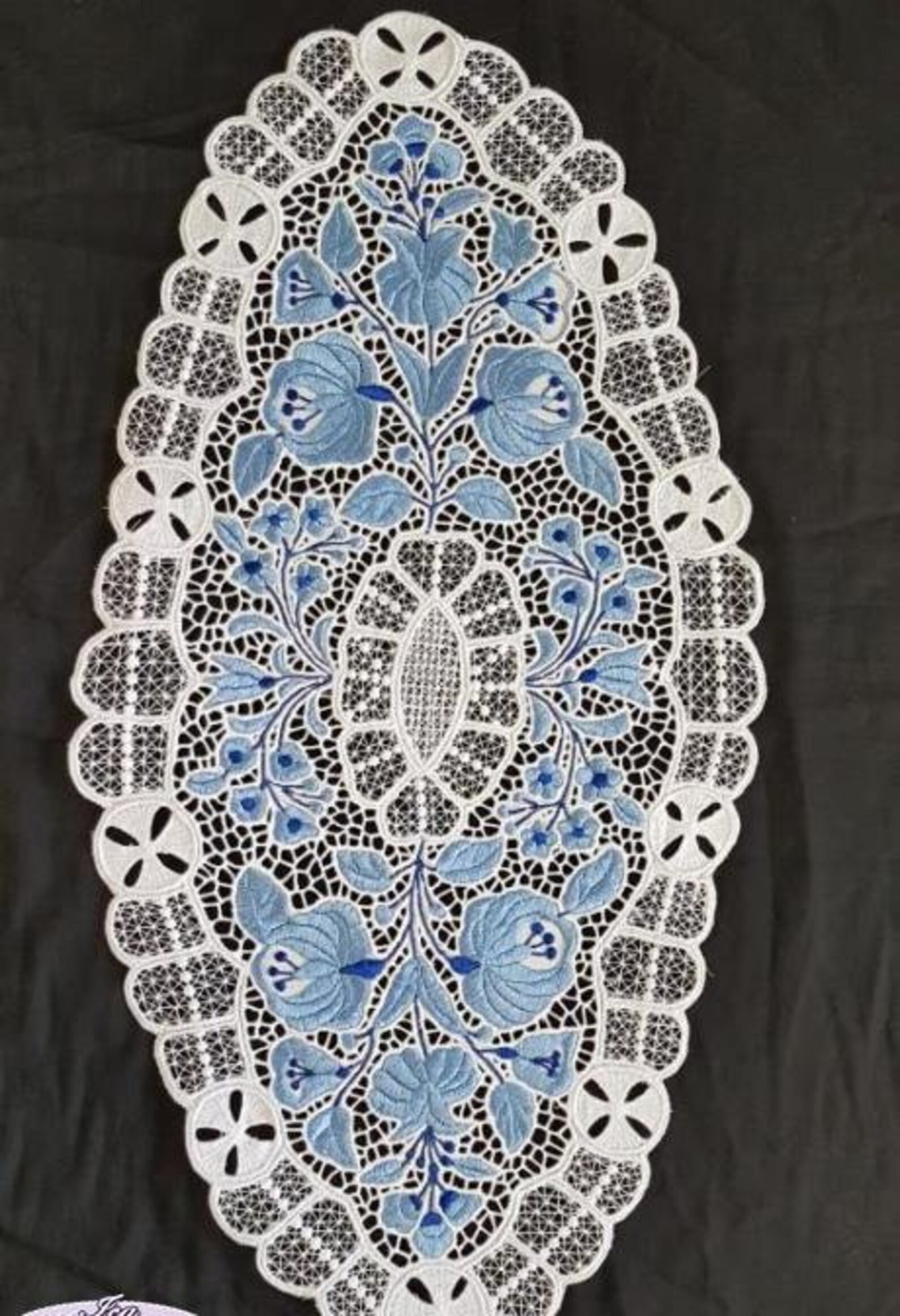 Blue Hungarian Richelieu Hand Embroidered Lace Doily 60 x | Etsy
