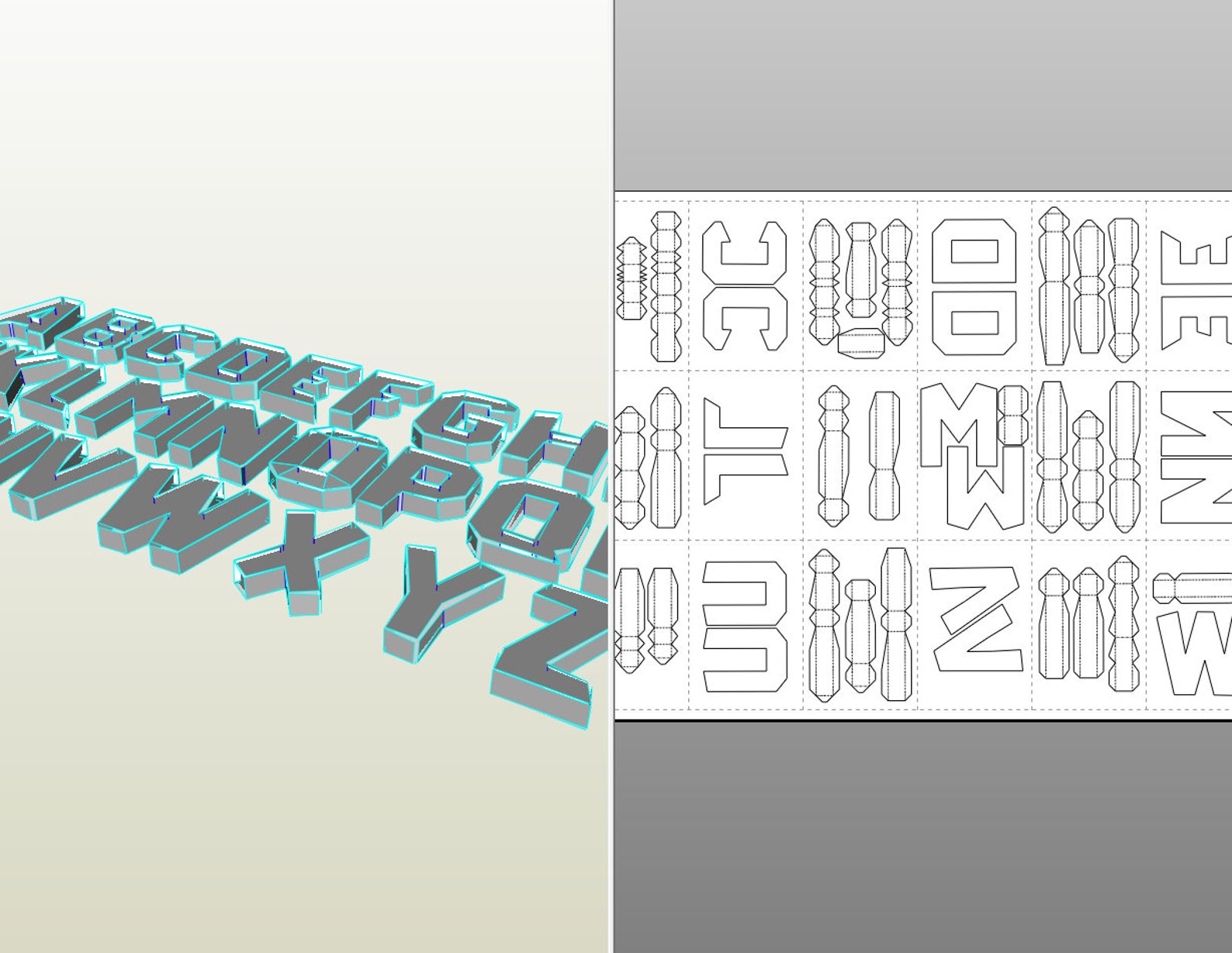 3D Letters DIY Paper Template | Etsy