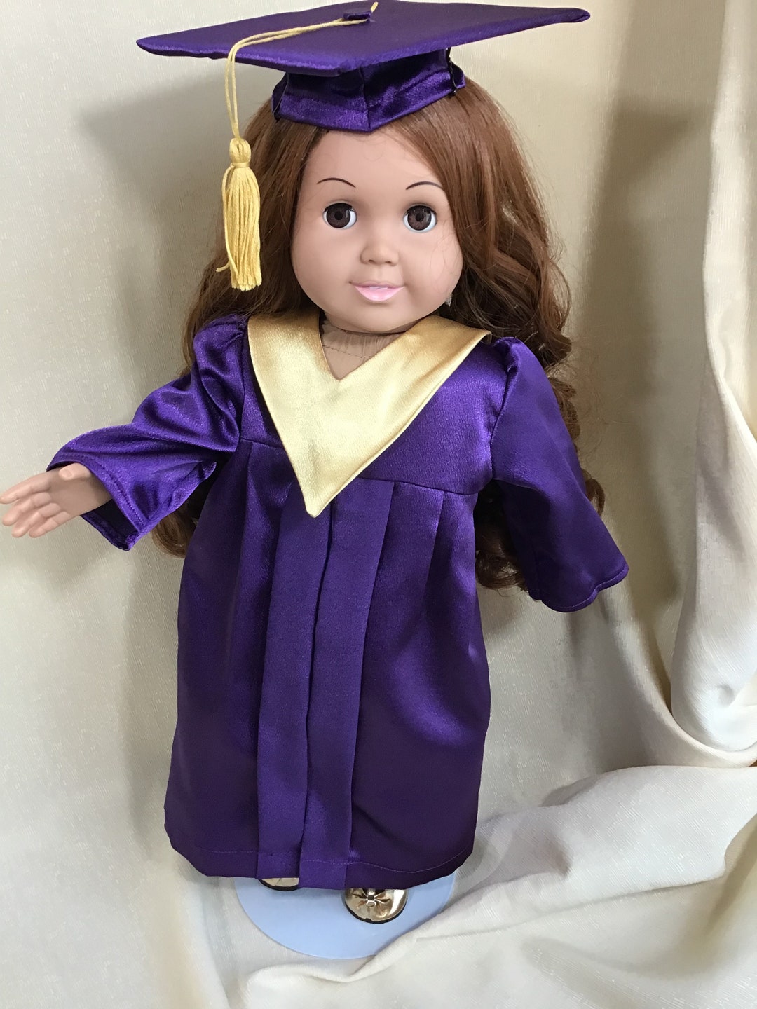 Graduation Cap and Gown for 18 Inch Dolls in Grape Purple With Gold ...