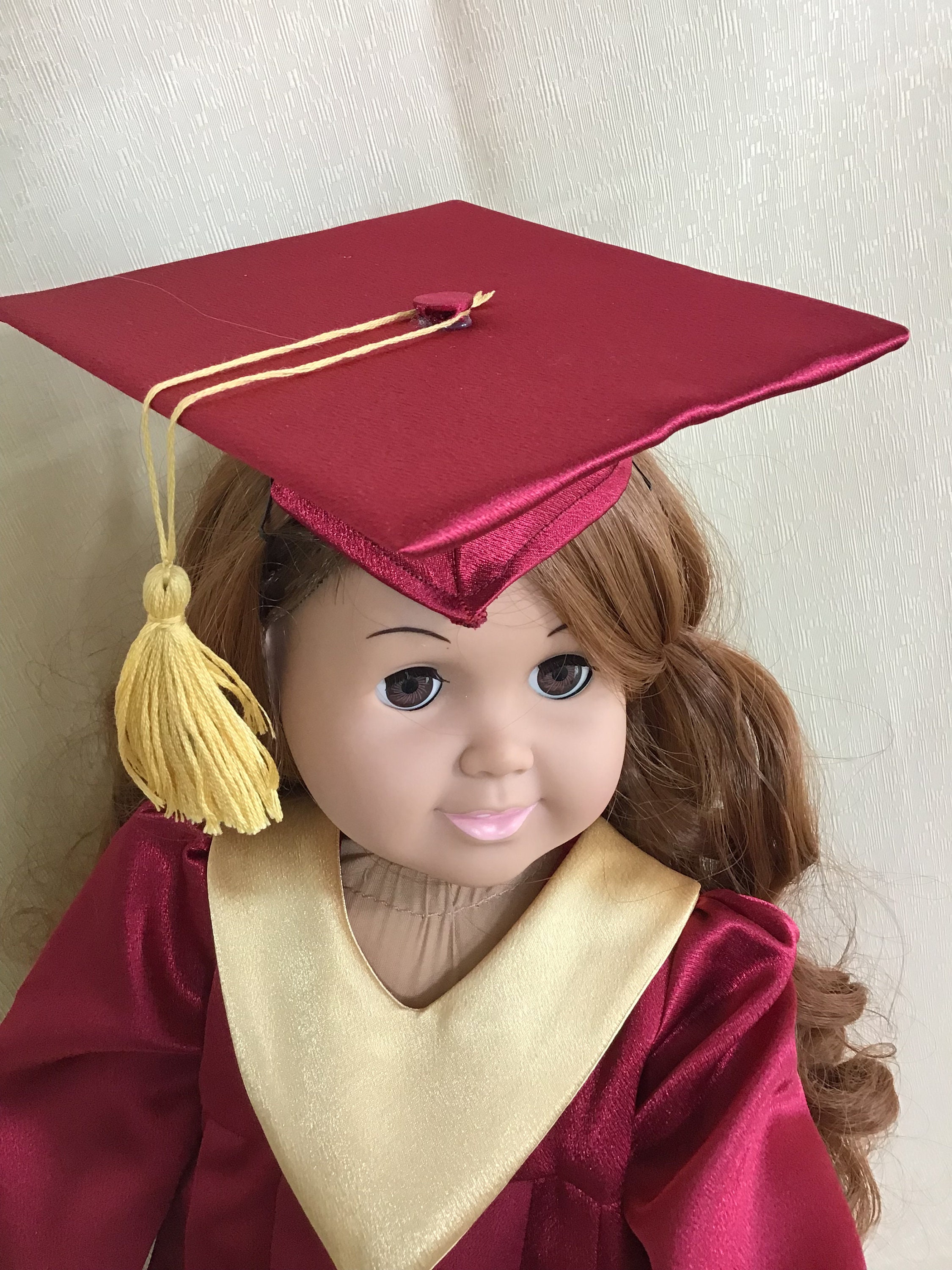 Graduation Cap and Gown for 18. Inch Dolls in Garnet and Gold. - Etsy