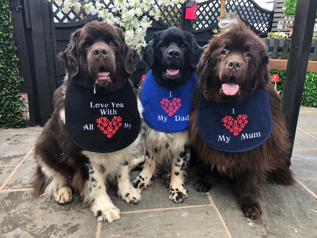 Big Dog Slobber Drool Bibs I Love Heart Paw Print Designs Mum , Dad ...