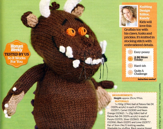 GRUFFALO TOY Knitting Pattern - From Womans Weekly Magazine - Etsy UK