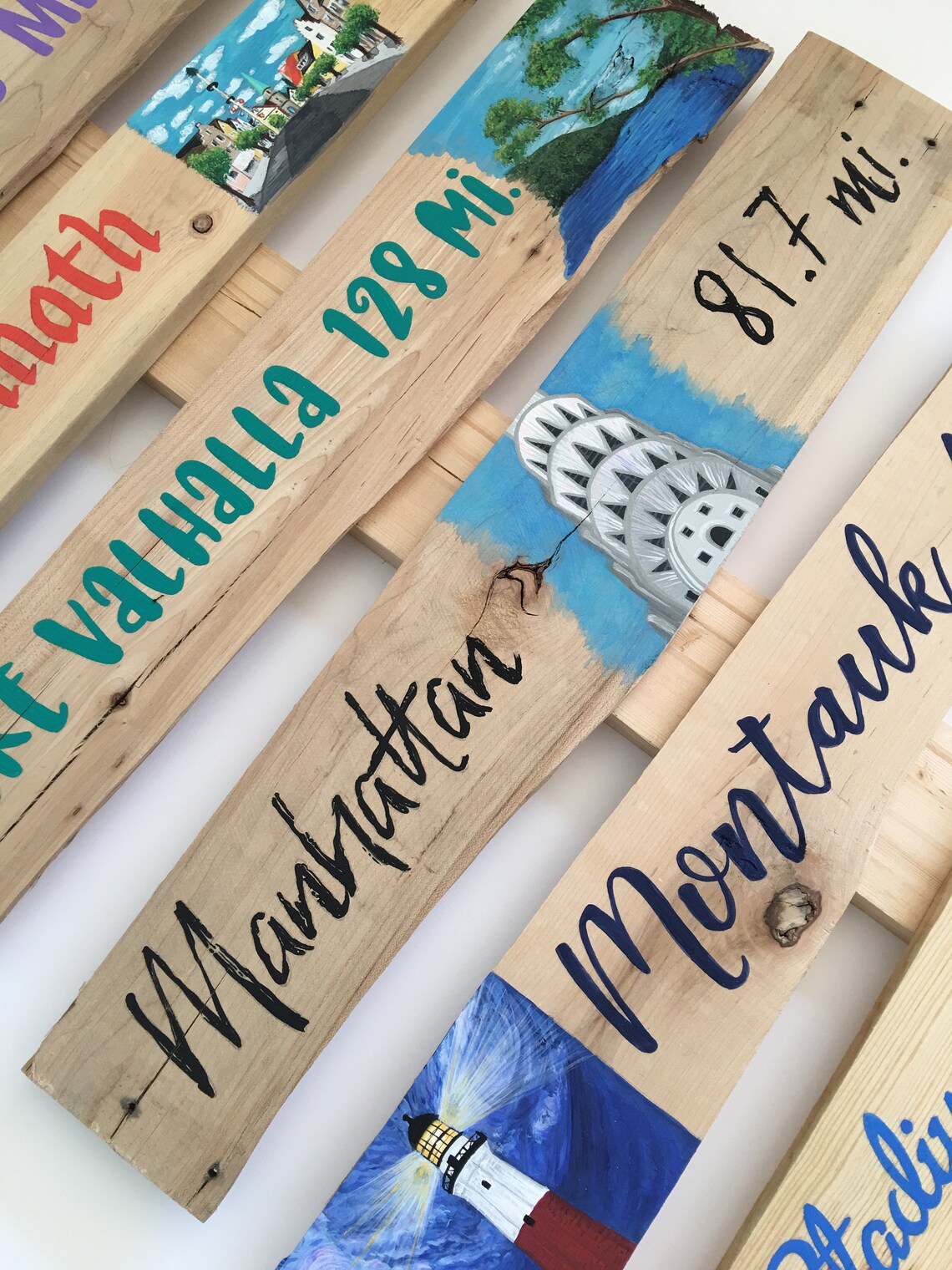 6 Pc Directional Sign Set Illustrated Signpost Mile Markers - Etsy