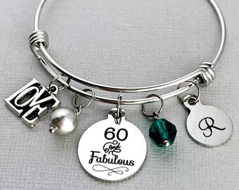 60th Birthday Bangle | Etsy