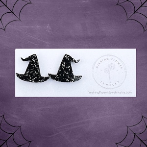 Witch Hat Stud Earrings, Halloween Earrings, Hypoallergenic Surgical Steel - Etsy