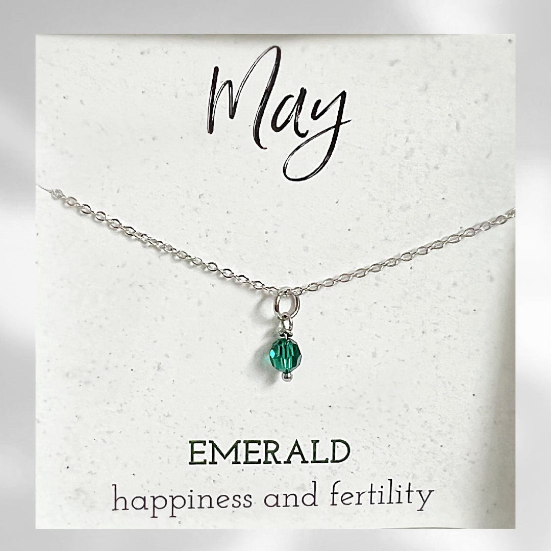 Emerald Crystal Birthstone Necklace, May Birthday Gift for Her ...