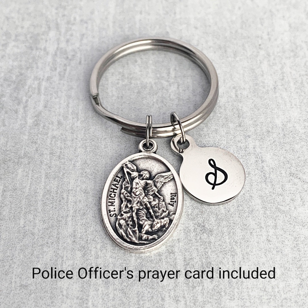 St Michael Key Chain: Personalized Police Officer Gift, Stainless Steel ...