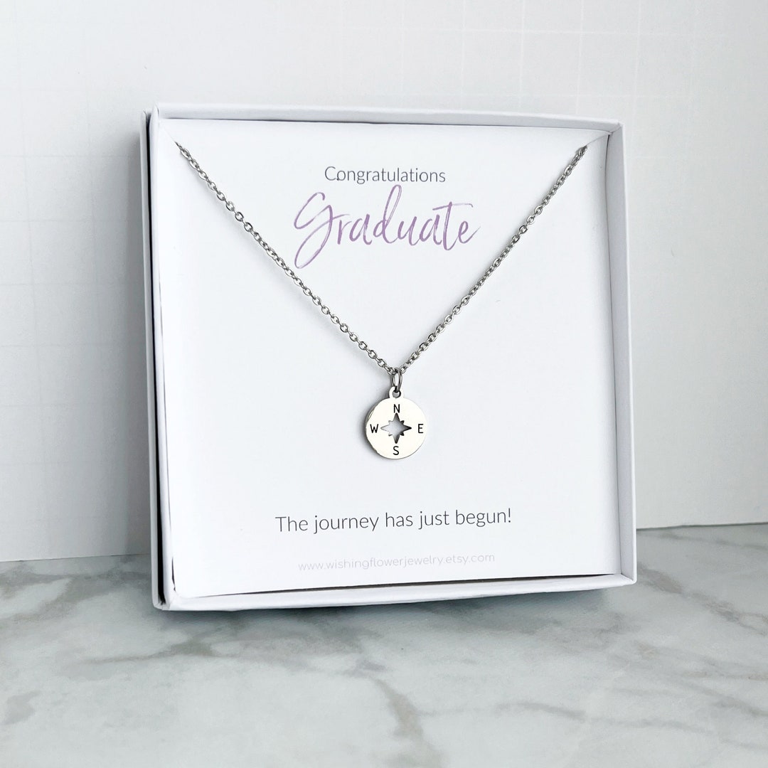 Graduation Gift for Her, Compass Necklace, Hypoallergenic Stainless ...