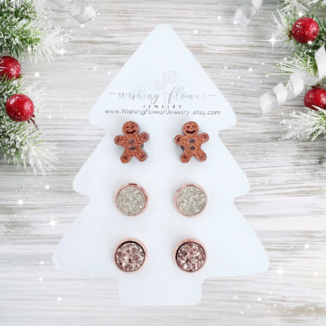 Gingerbread Man Earring Set / Christmas Earrings / Stocking Stuffer ...