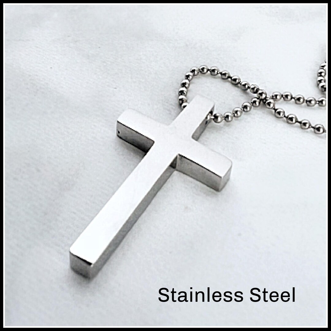 Men's Cross Necklace: Stainless Steel Cross Pendant - Etsy
