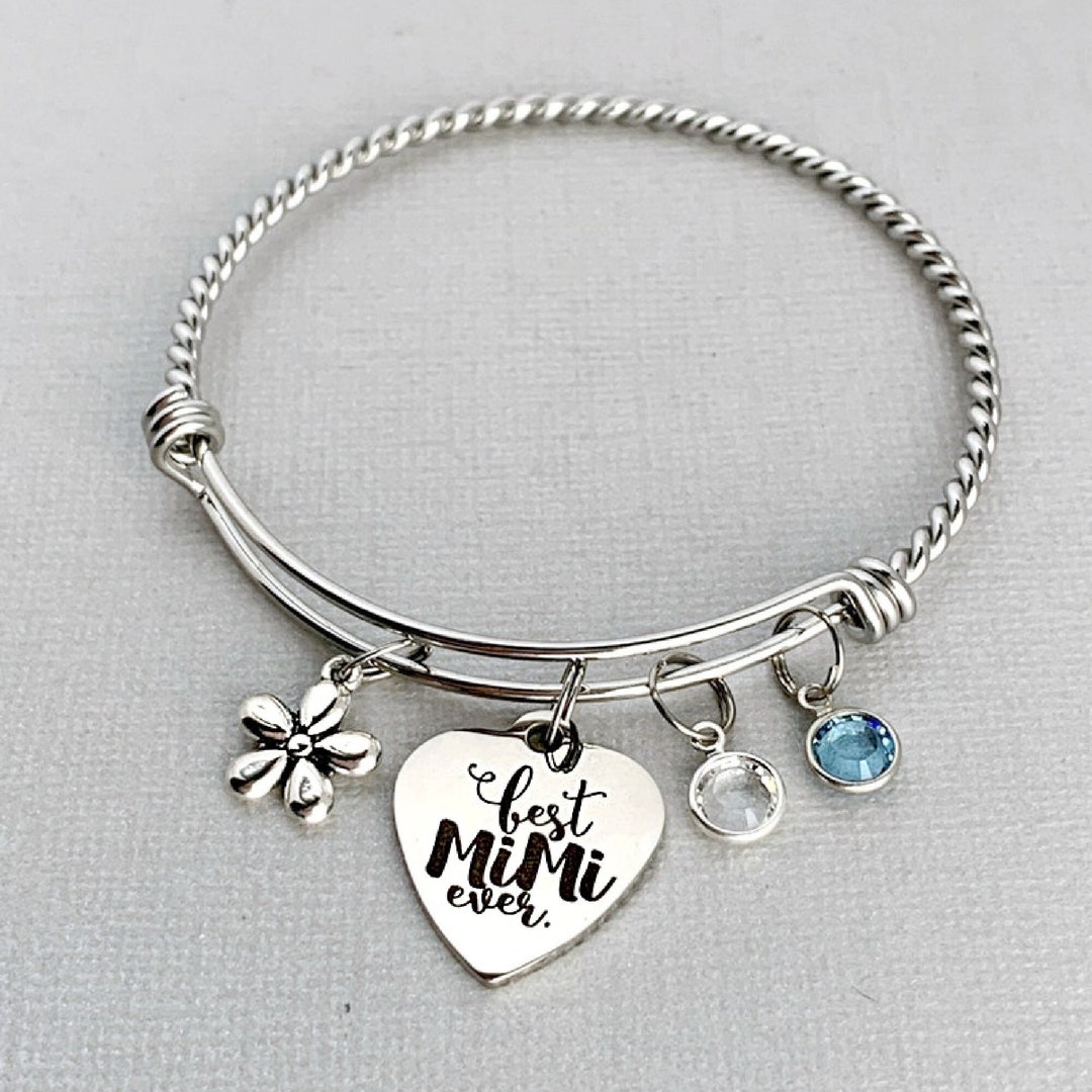 Gift for Mimi: Mimi Charm Bangle, Birthstone Charms - Etsy