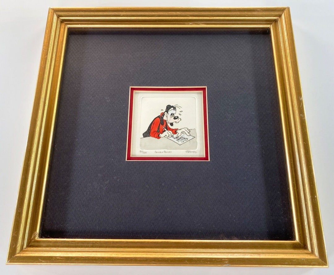 Sowa & Reiser Disney Goofy Writing Hand Etching Framed Signed Numbered ...