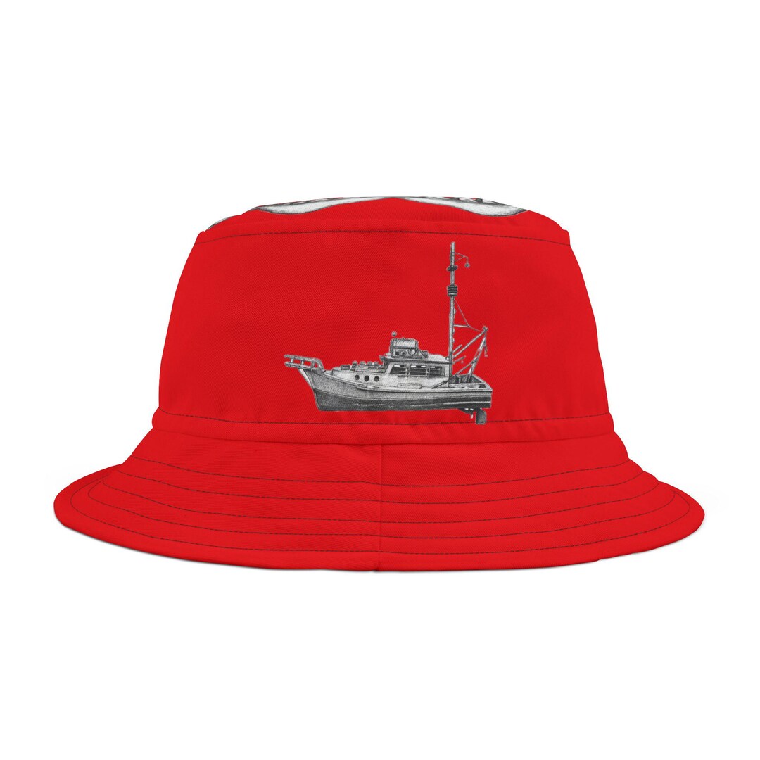 Red Gonna Need A Bigger Boat Orca Shark JAWS Bucket Hat Summer Beach ...