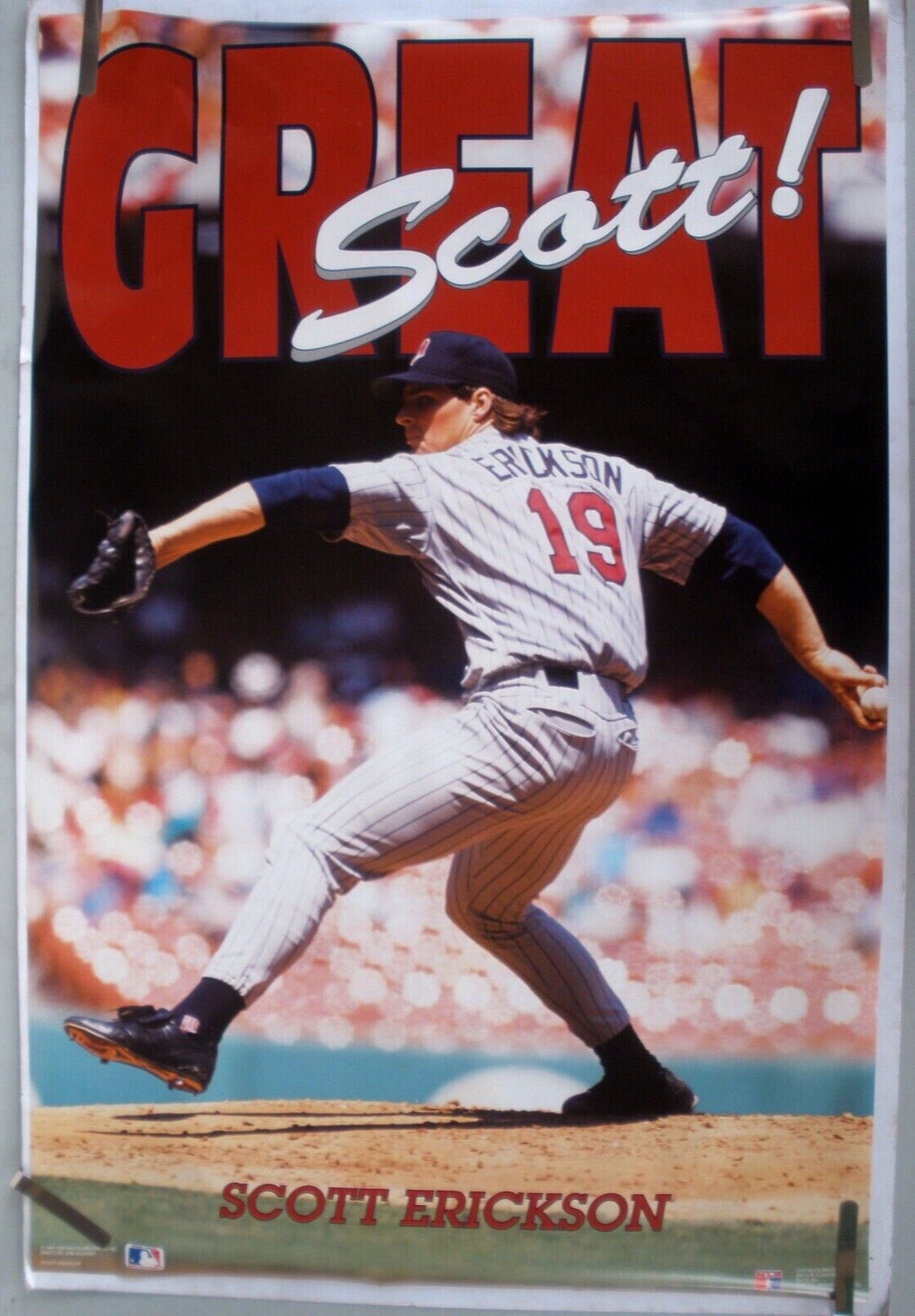 1991 Vintage NOS Scott Erickson Poster Great Scott Costacos Brothers ...