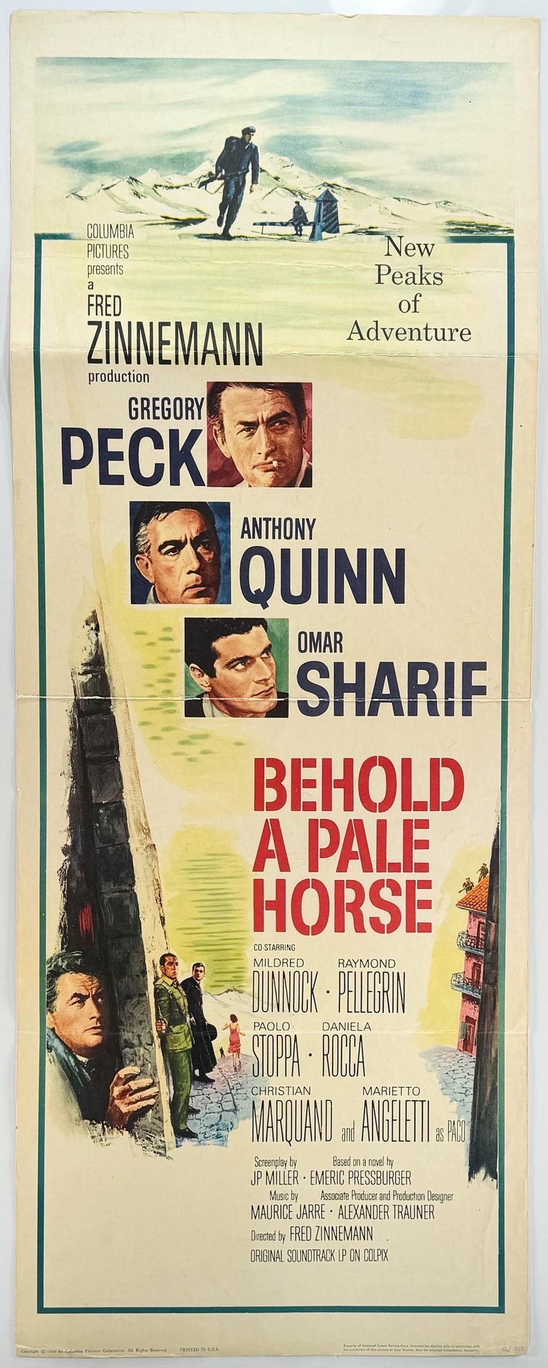 1964 Behold A Pale Horse Original Insert Movie Poster 14 X 36 Gregory ...