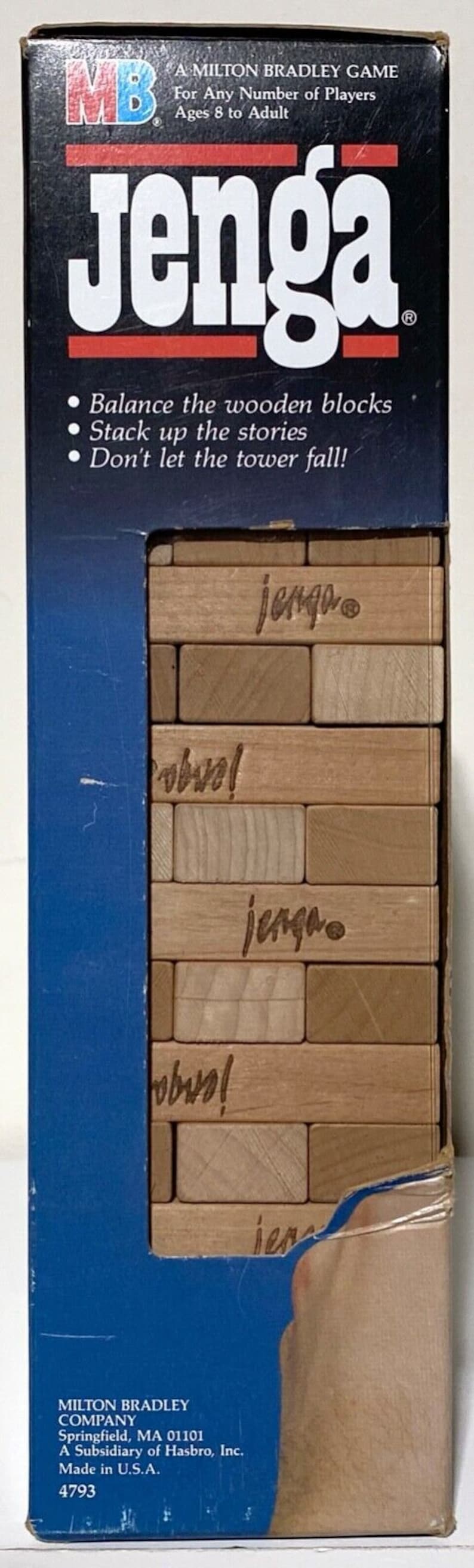Original Vintage 1986 Jenga MB Game Stacking Wood Blocks in Original ...