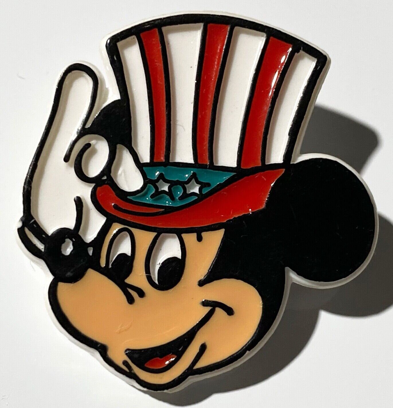 Vintage Walt Disney Mickey Mouse Uncle Sam Plastic Button Pin 1980s Red ...
