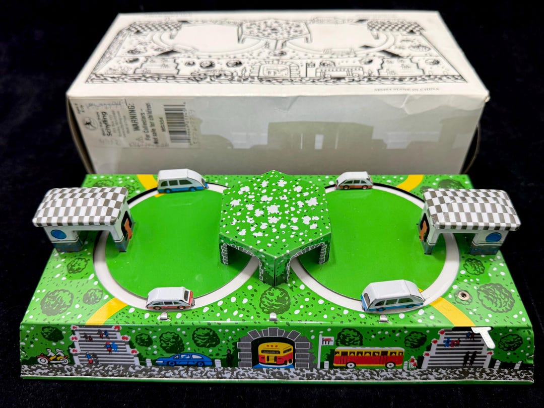 Schylling Classic Repro Tin Windup Toy Train 4 Moving Buses MS354 W ...