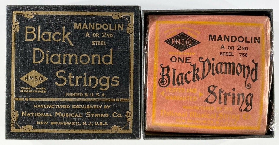 1930s BLACK DIAMOND STRINGS Vintage Box Mandolin A or 2nd Steel 756 ...