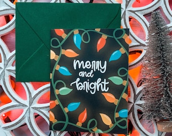 Merry and Bright Christmas Card Holiday Card Handmade Sewn Card ...