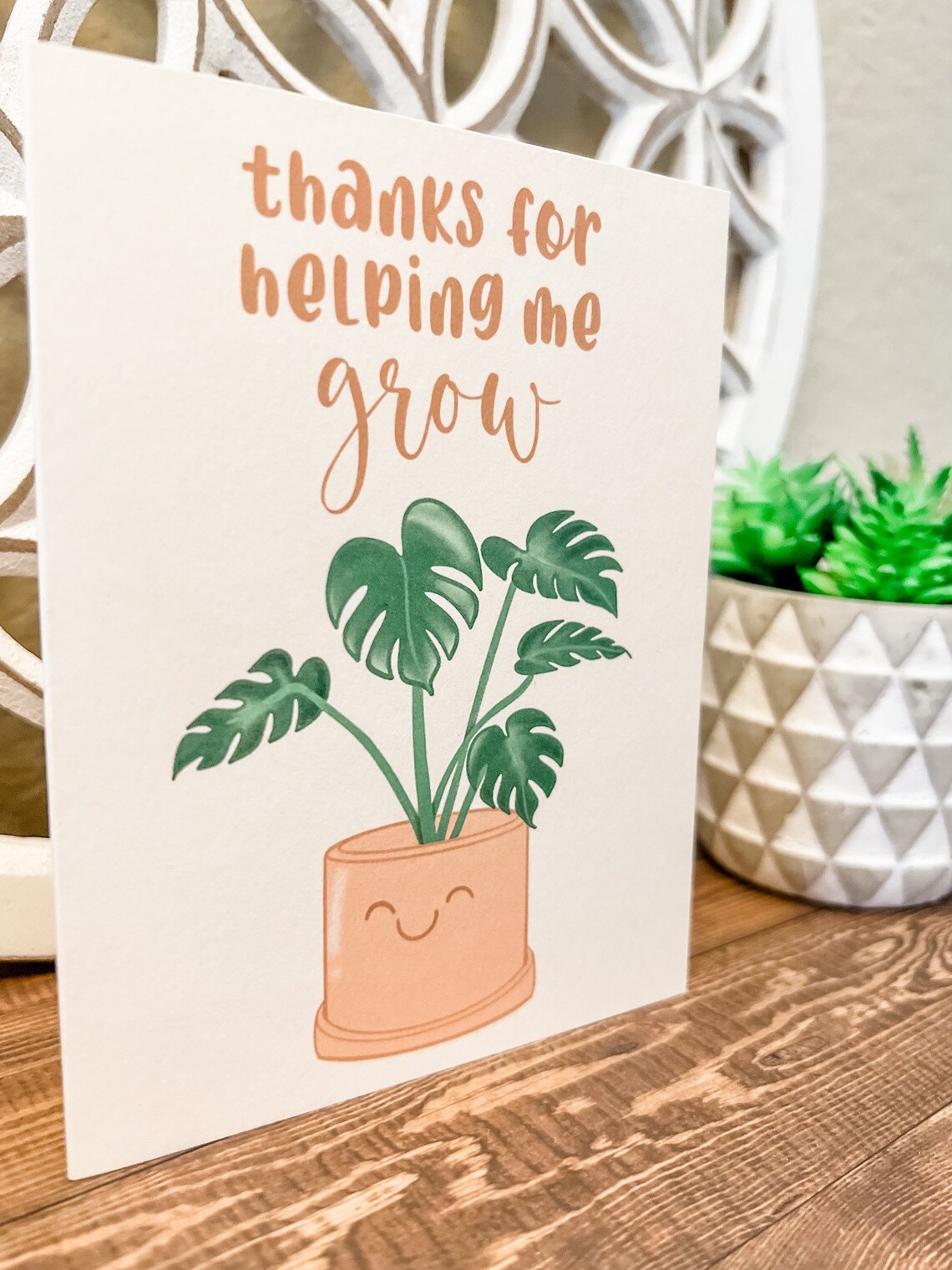 Thanks for Helping Me Grow Card Thank You Card Notecard - Etsy