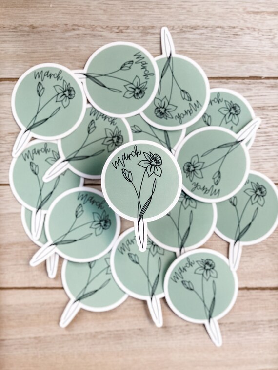 March Birth Month Flower Matte Sticker - Etsy