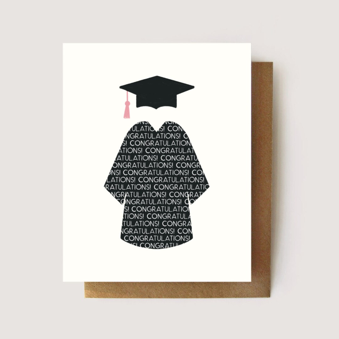 Congratulations Grad Cap & Gown Graduation Card Grad Card - Etsy