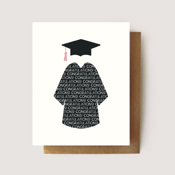 Congratulations Grad Cap & Gown Graduation Card Grad Card - Etsy