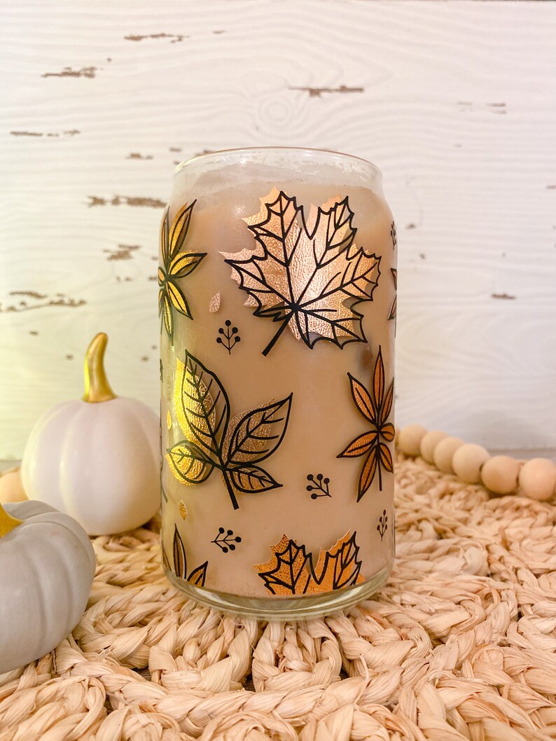 Fall Leaves Can Glass | Beer Can Glass |fall Coffee Glass | Aesthetic ...