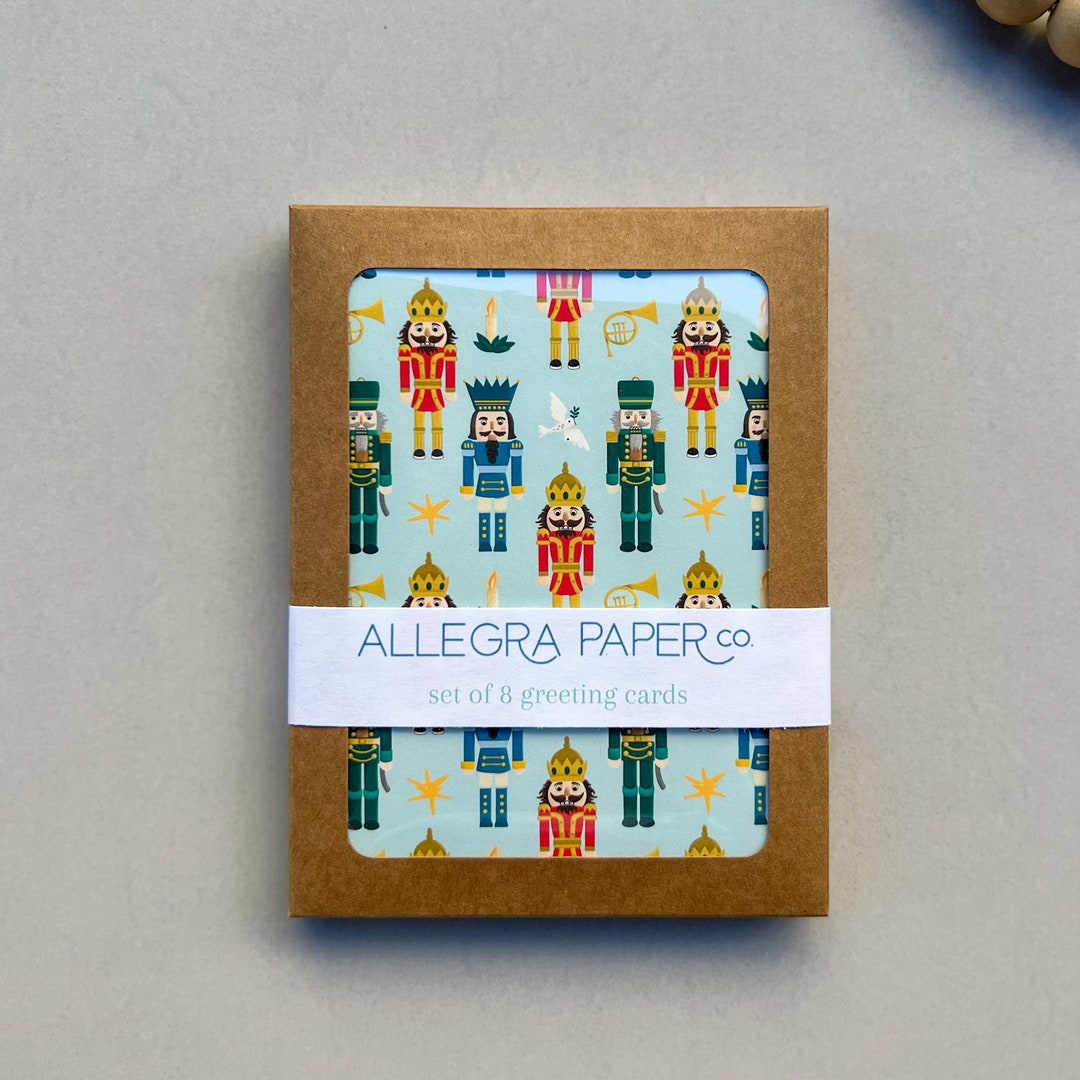 Nutcracker Christmas Pattern Boxed Card Set of 8 | Christmas Card ...