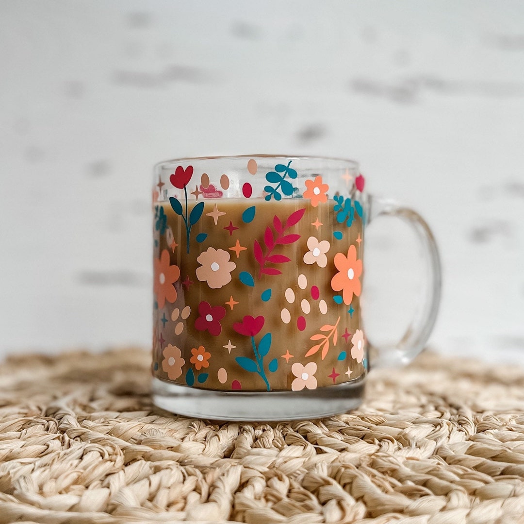 Spring Floral Coffee Mug | Glass Coffee Mug | Spring Coffee Mug | Plant ...