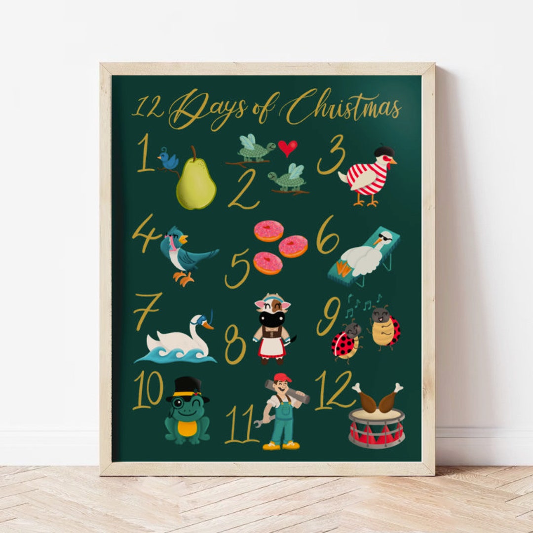 12 Days of Christmas 8x10 Art Print | Punny Christmas Gifts | Christmas ...