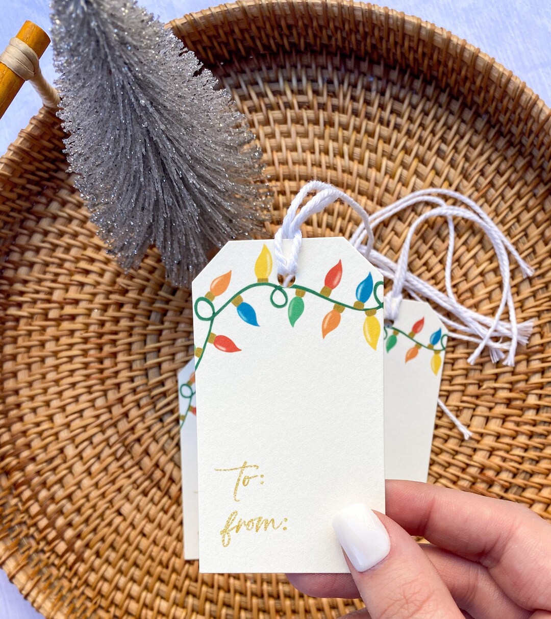 Christmas Lights Gift Tags SET of 6 Set of Gift Tags Holiday Gift Tags ...