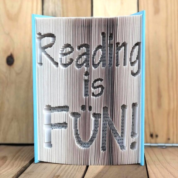 Reading is FUN Folded Book Art Pattern Measure Mark Cut | Etsy