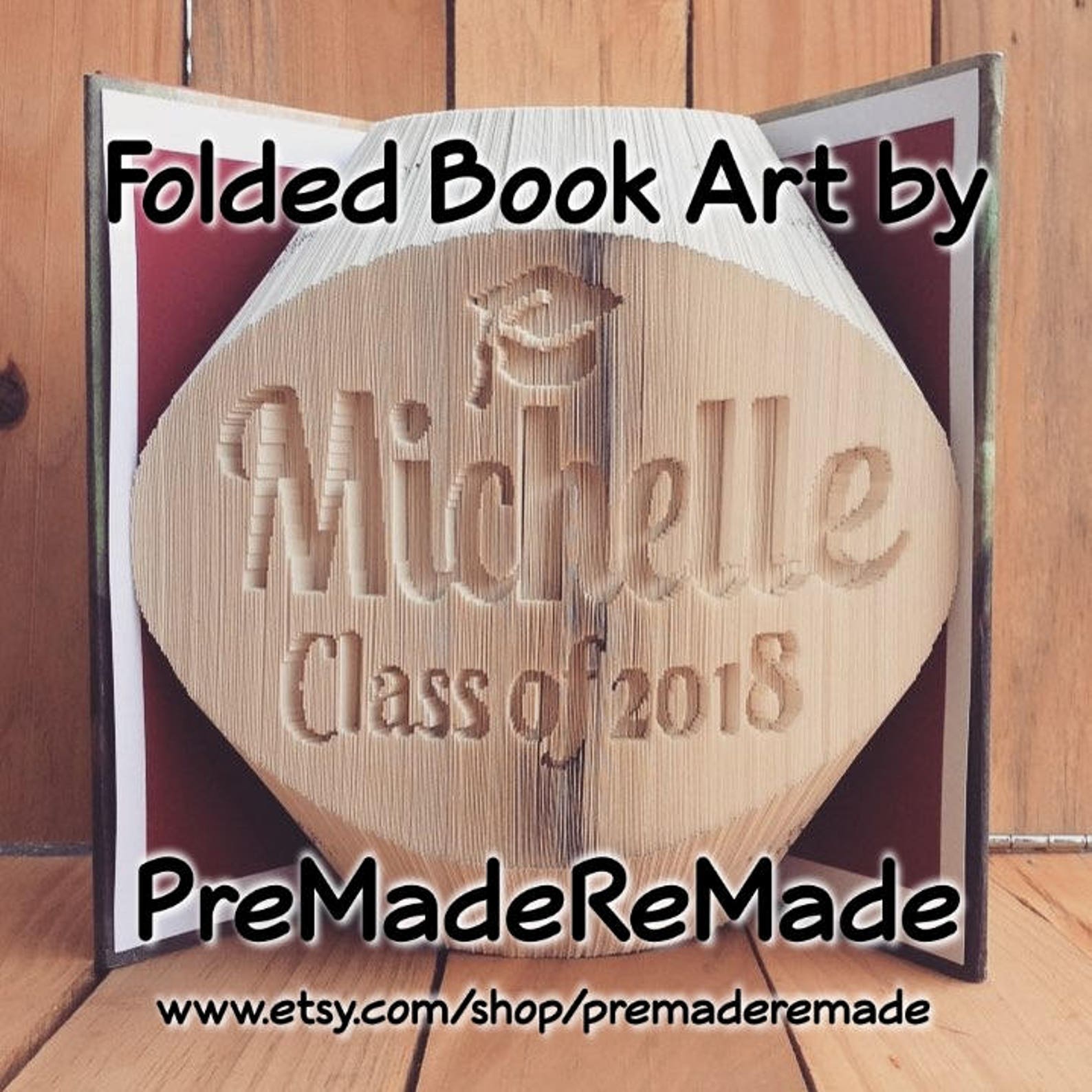Custom Graduation Folded Book Art - Cap, Name, Class Of - Etsy