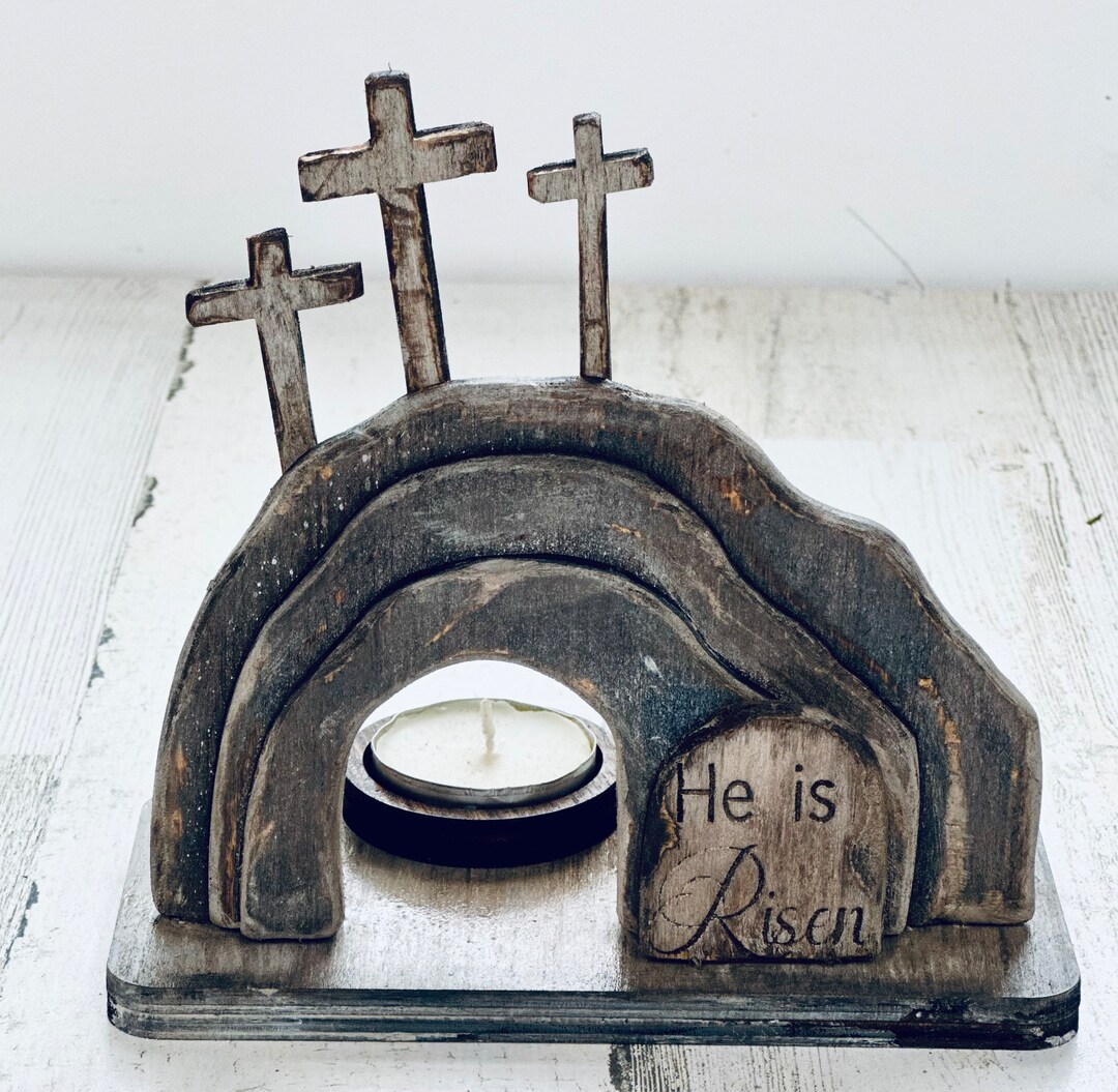 He is Risen Rock Shelf Sitter, Votive Stand, and Porch Sitter. 3-laser ...