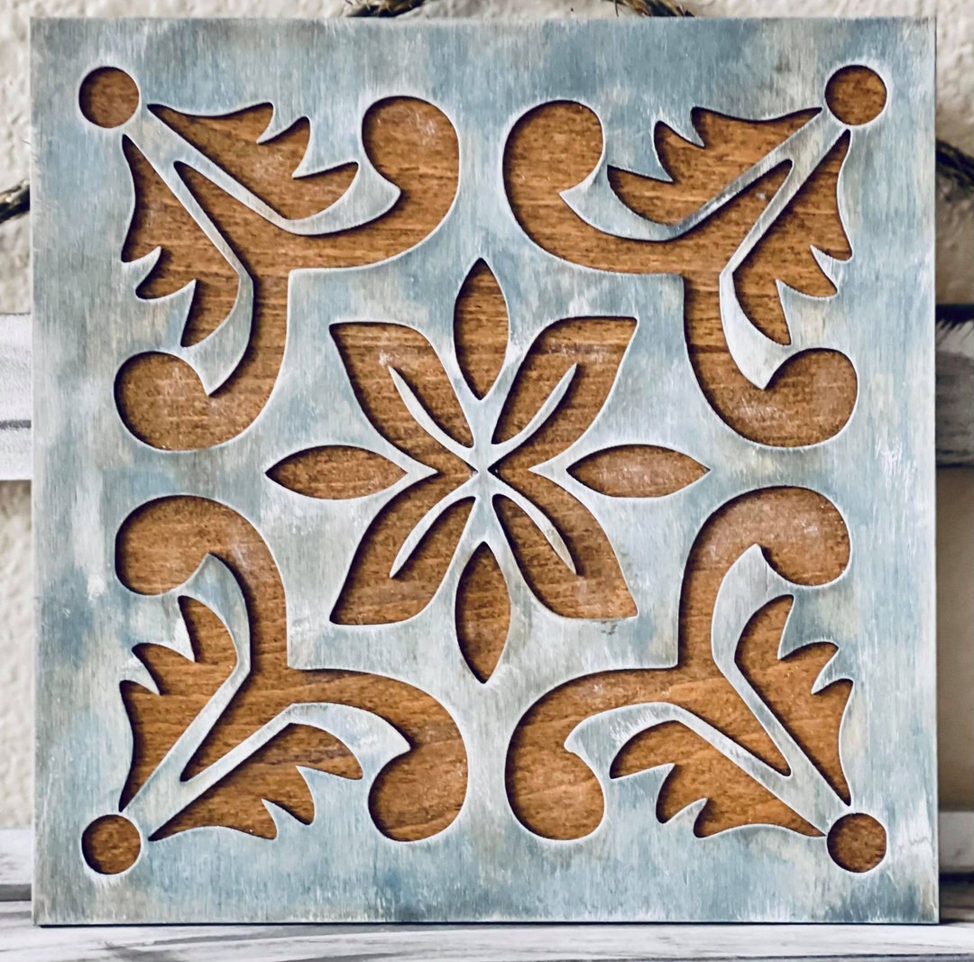 Spanish Tile Laser Cut File, SVG, Glowforge _ 8x8inches Digital ...