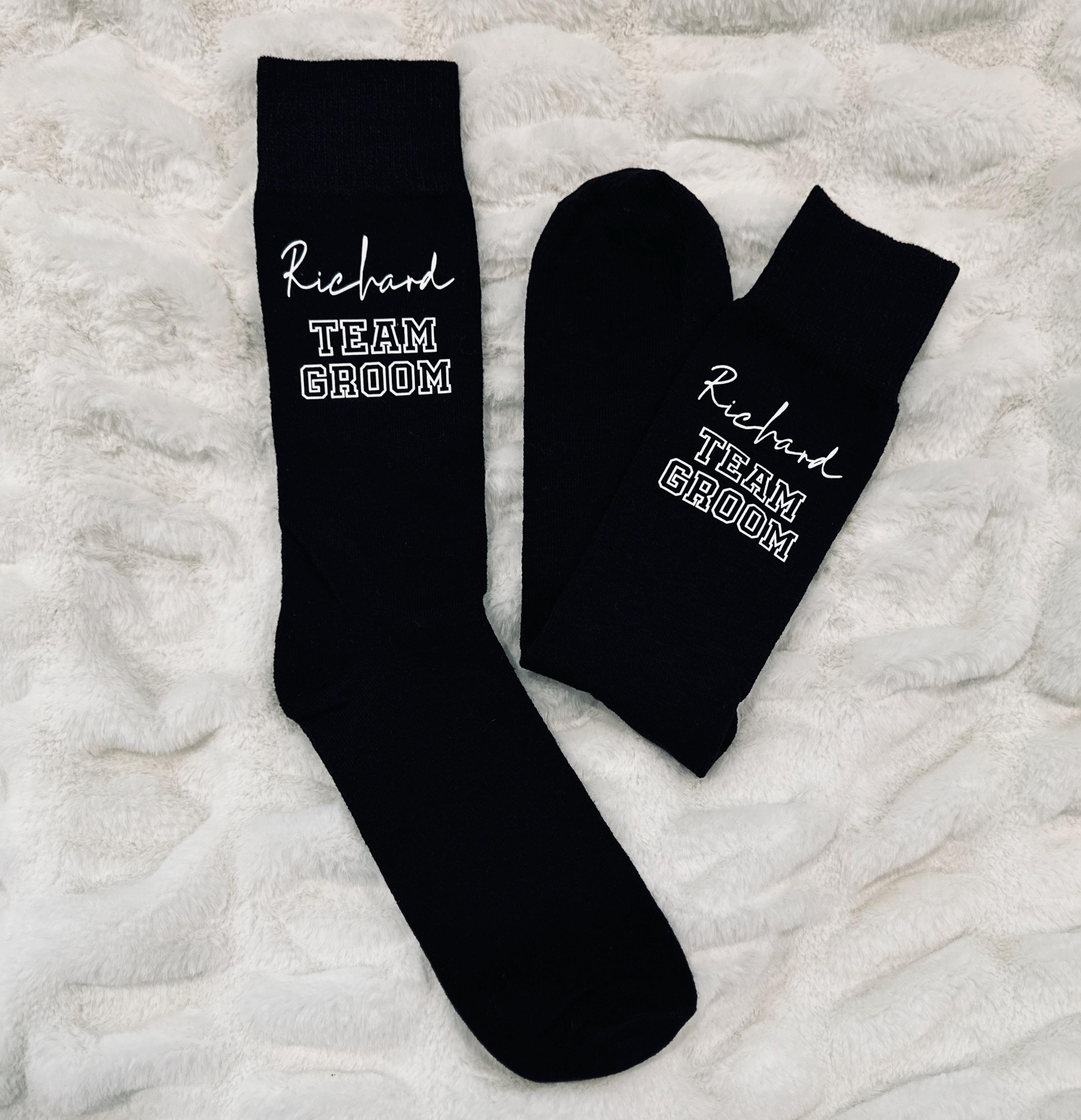 Custom Socks Black Dress Socks Best Man Socks Personalized Gifts ...