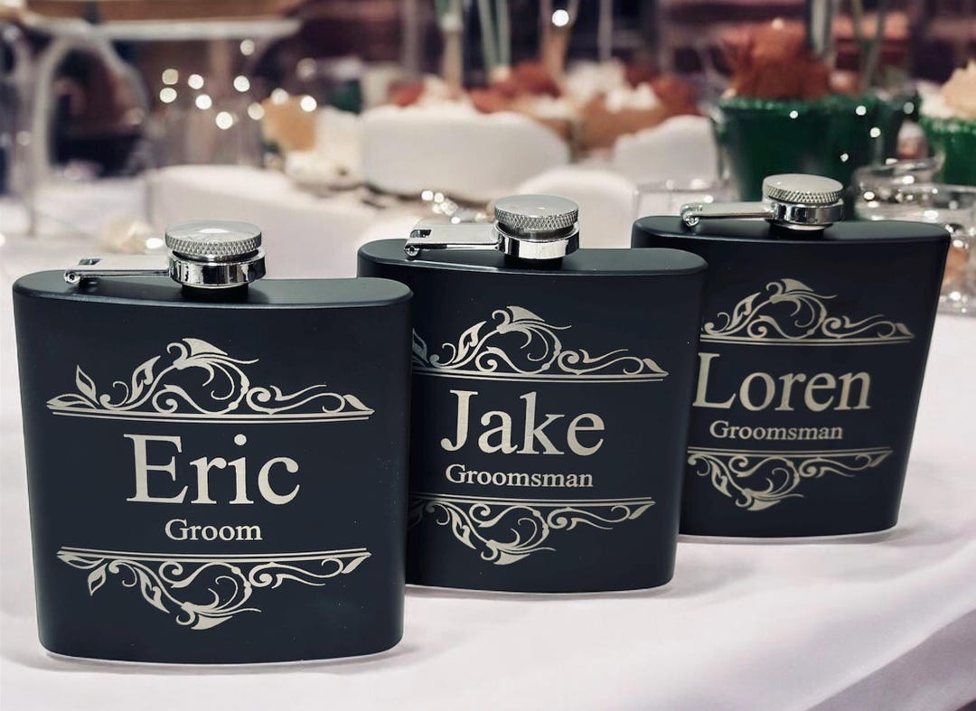 Personalized Flask Engraved Flask Hip Groomsman Flask Custom Groomsmen ...