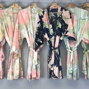 Bridesmaid Robe Set Blossom Floral Bridal Party Monogram Gift Satin ...